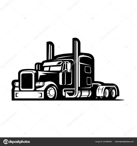 Semi Truck Wheeler Side View Vector Image Isolated Stock Vector By