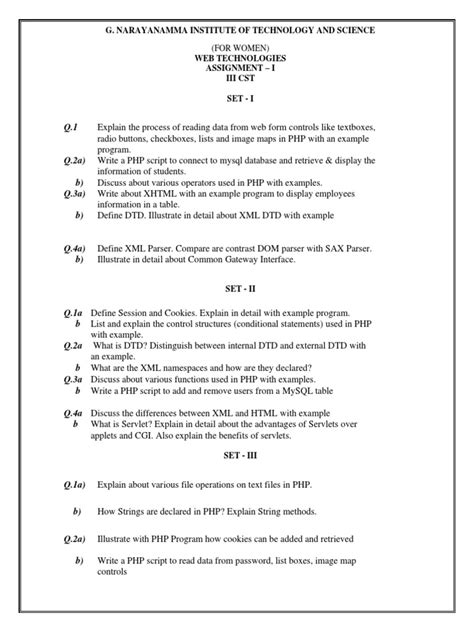 web technology assignment pdf xml php
