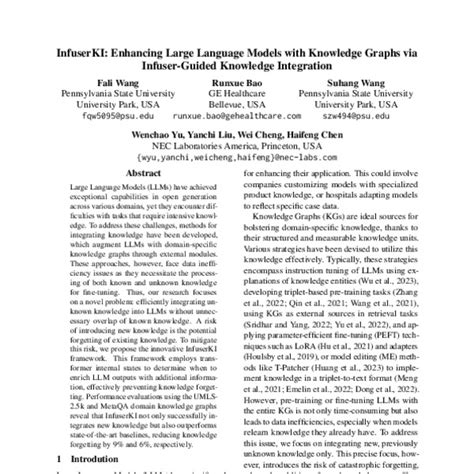 Infuserki Enhancing Large Language Models With Knowledge Graphs Via