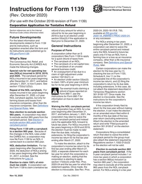 Download Instructions For IRS Form Corporation Application For Tentative Refund PDF