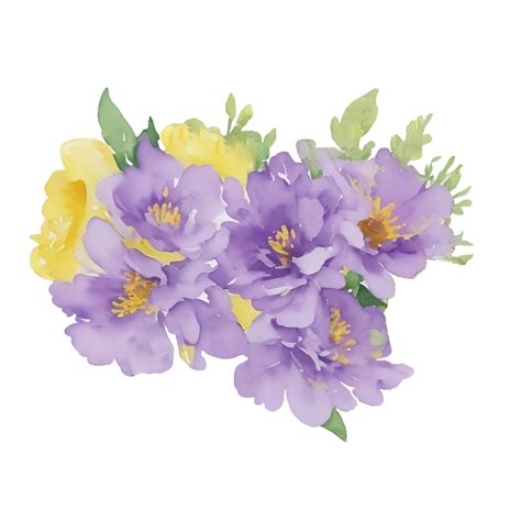Violet Flower Watercolor Clip Art Png