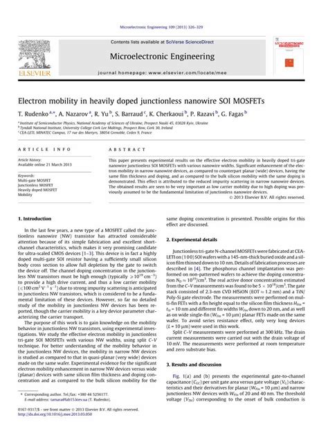 Pdf Electron Mobility In Heavily Doped Junctionless Nanowire Soi Mosfets Dokumen Tips
