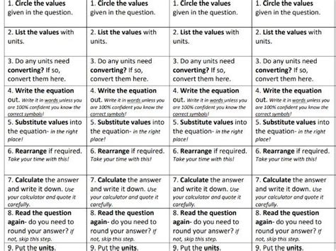 Physics Calculations Scaffolding Strips Teaching Resources