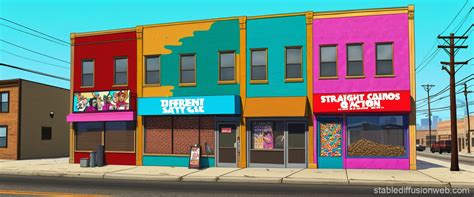 Straight Street With Buildings And Big Screen Stable Diffusion Online