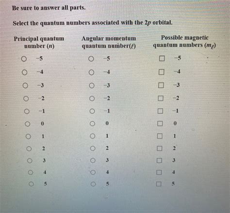 Solved Be Sure To Answer All Parts Select The Quantum
