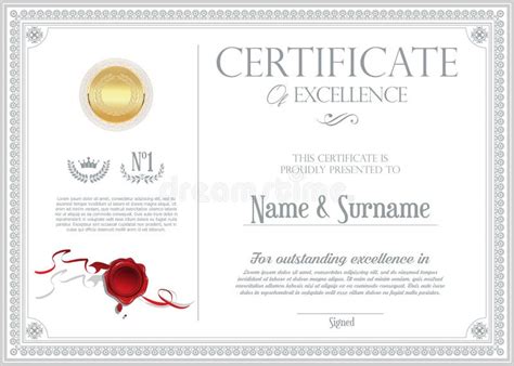 Certificate Or Diploma Retro Design Template Stock Vector Illustration Of T Graduation