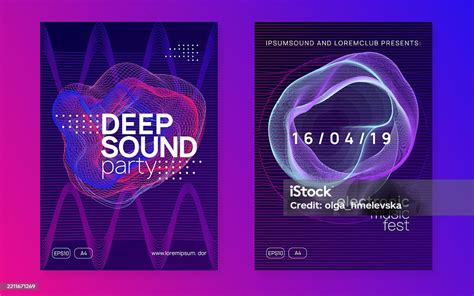 댄스 세트 핑크 테크노 디자인 나이트 클럽 디스코 초대장 바이올렛 사운드 포스터 일렉트로 초대 디스코텍 트랜스 요소 음악 이벤트 블루 댄스 세트 Dj에 대한 스톡 벡터 아트