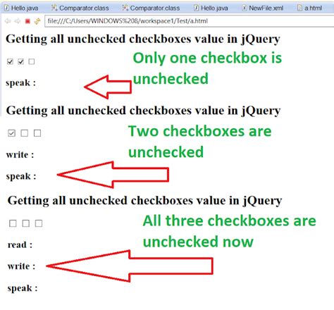 How To Find All Unchecked Checkboxes From A Page Using Jqueryexample