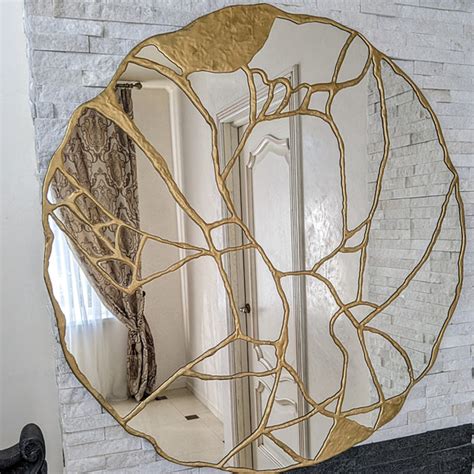 Asymmetrical Gold Mirror Wall Decor Kintsugi Mirror Aesthe Inspire Uplift
