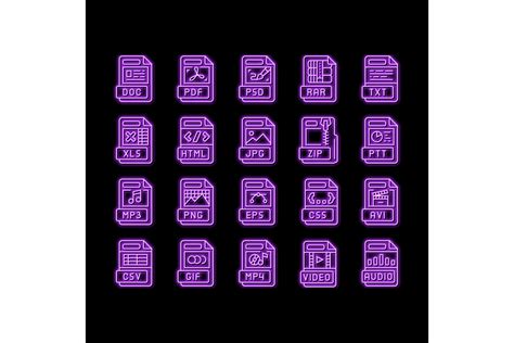 File Format Document Neon Glow Icon Graphic By Stockvectorwin
