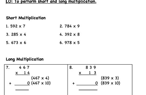Multiplication Worksheets Ks2 Tes