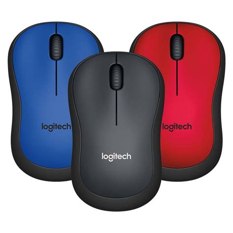Logitech M221 Silent Wireless Mouse Blue Charcoal Red