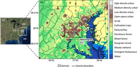 Four Nest Domains Of The Weather Research And Forecasting Wrf Model