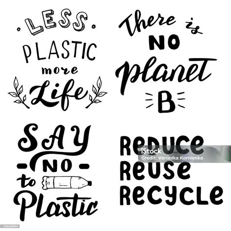 생태 동기 부여 타이포그래피 따옴표 세트 지구를 저장 플라스틱 제로 폐기물 개념에 아니오 라고 환경 문자 텍스트 포스터입니다