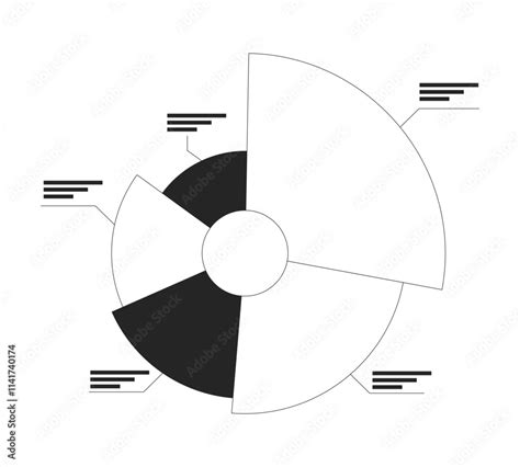 Circular Pie Chart With Labeled Segments Black And White 2d Line Object Sectors Analysis