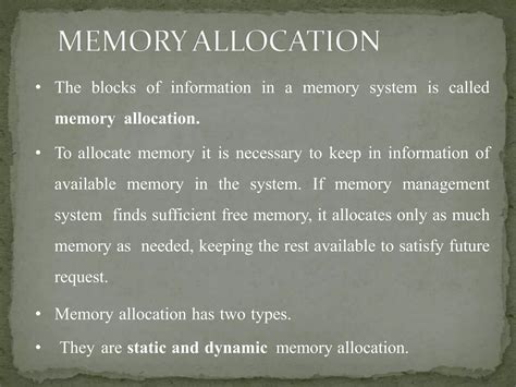 Dynamic Memory Allocation Pptx Data Storage And Warehousing Computing