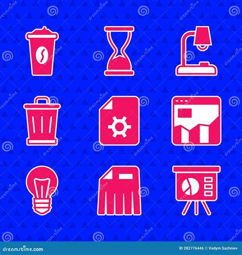 Set Document Settings Paper Shredder Board With Graph Graph Chart Infographic Light Bulb