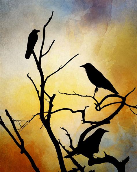 Crow Birds On Tree Bird 95 Digital Art By Lucie Dumas Fine Art America
