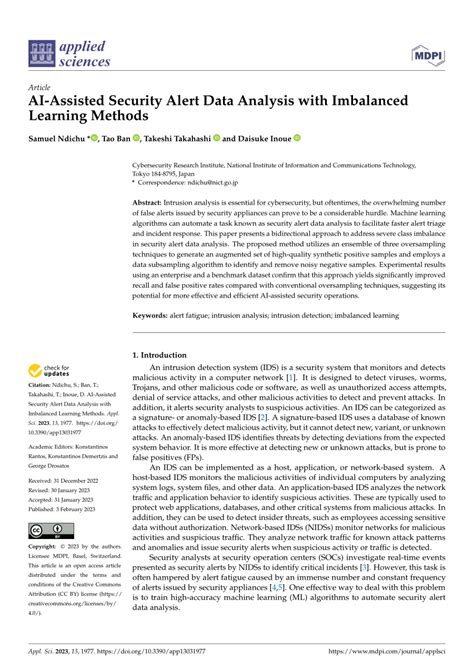 Pdf Ai Assisted Security Alert Data Analysis With Imbalanced Learning