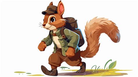 Male Squirrel Scout Cartoon Illustration Premium Ai Generated Vector