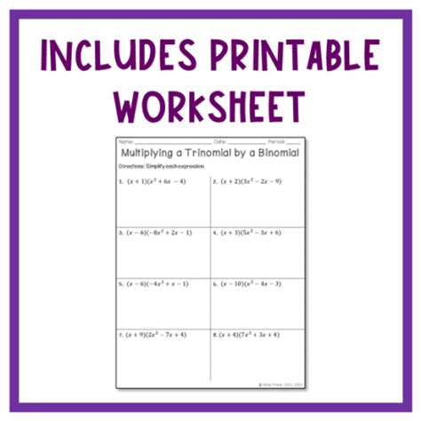 Multiplying A Binomial By A Trinomial Activity Digital Pixel Art Mystery Puzzle Classful