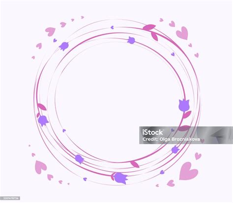 둥근 꽃 프레임 텍스트 소원 및 축하를 위한 공간이 있는 테두리 국제 여성의 날 생일을 위한 축제 인사말 카드 디자인 풀과 나뭇가지로 만든 꽃 화환 3월에 대한 스톡 벡터