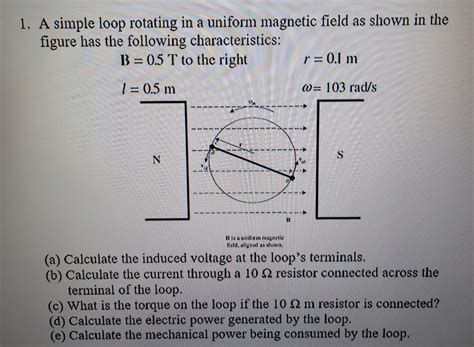 solved 1 a simple loop rotating in a uniform magnetic field