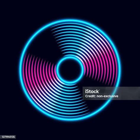 복고풍 네온 색상의 비닐 음악 레코드 빈티지 축음기 디스크 복고풍 스타일의 파티 초대를위한 앨범 표지 또는 템플릿 벡터 일러스트레이션 형광색의에 대한 스톡 벡터 아트 및