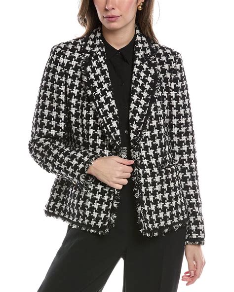 Anne Klein Womens Tweed Blazer 10 Black