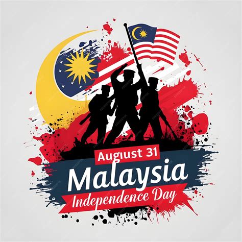 Illustration Celebrating Malaysia Independence Day People Holding The Malaysian Flag Premium