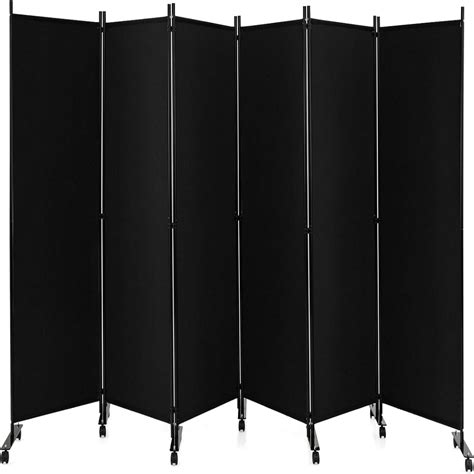 3 Panel Folding Room Divider 6ft Rolling Privacy Screen With Lockable