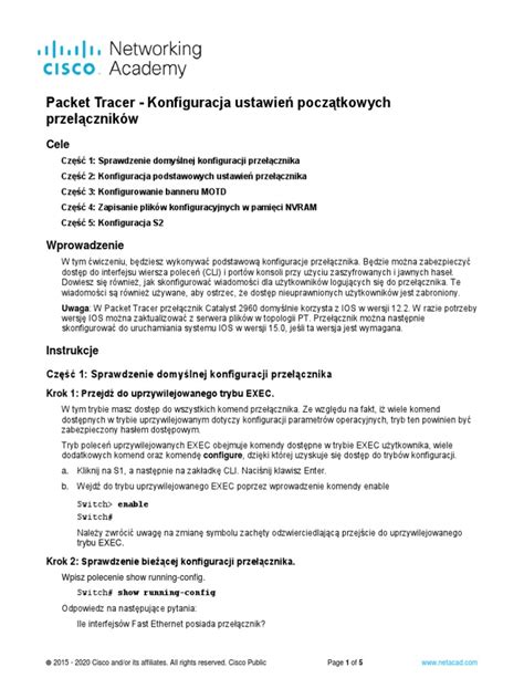 255 Packet Tracer Configure Initial Switch Settings Pl Pl Pdf