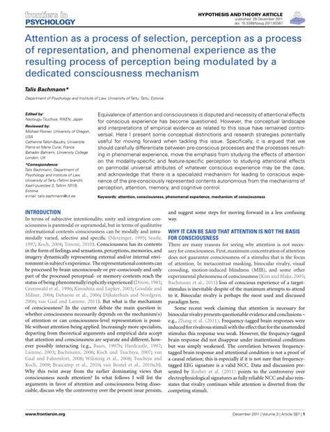 Pdf Attention As A Process Of Selection Perception As A Process Of