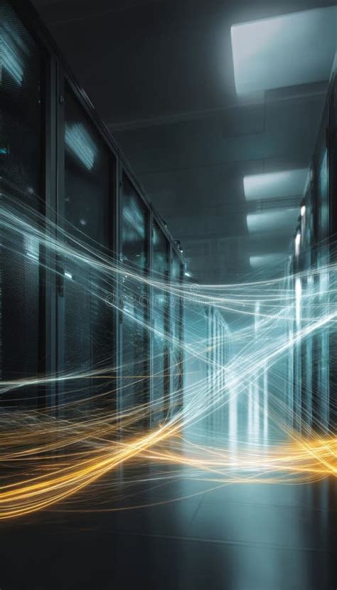 Realistic Data Center Network Illustration Showcasing Seamless Server