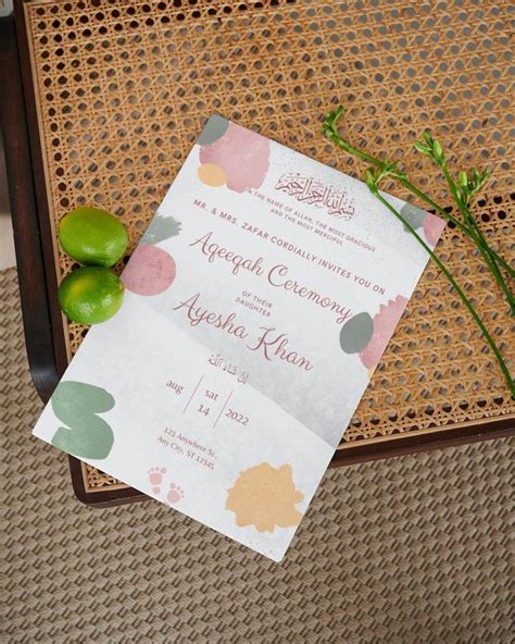 Aqiqah Invitation Aqiqah Evite Aqeeqah Invitation Editable Template Downloadable Printable