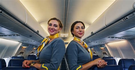 기내 통로에 서 있는 유니폼을 입은 두 명의 아름다운 백인 우아한 전문 여성 승무원 사진 Unsplash의 아름다움 이미지