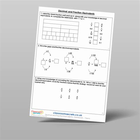 Year 6 Decimal And Fraction Equivalents Homework Resource Classroom