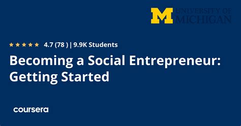 Becoming A Social Entrepreneur Getting Started Coursera