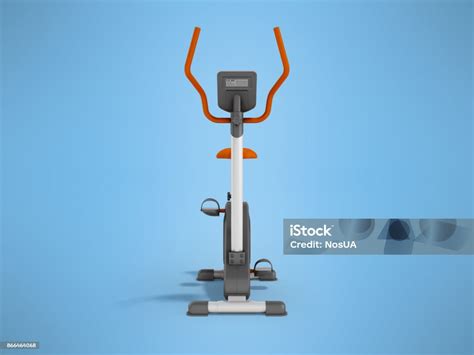 현대 스포츠 파란색 배경에 전자 피트 니스 센서 오렌지 전면 3d 렌더링 가정용 자전거 운동 굴리기에 대한 스톡 사진 및 기타 이미지 Istock