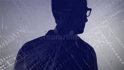 Computer Graphics The Silhouette Of A Man In Glasses Against The
