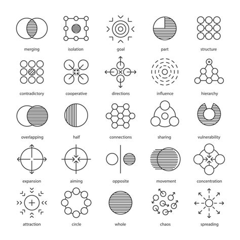 Abstract Symbols Linear Icons Set Merging Vulnerability Aiming Sharing Connections