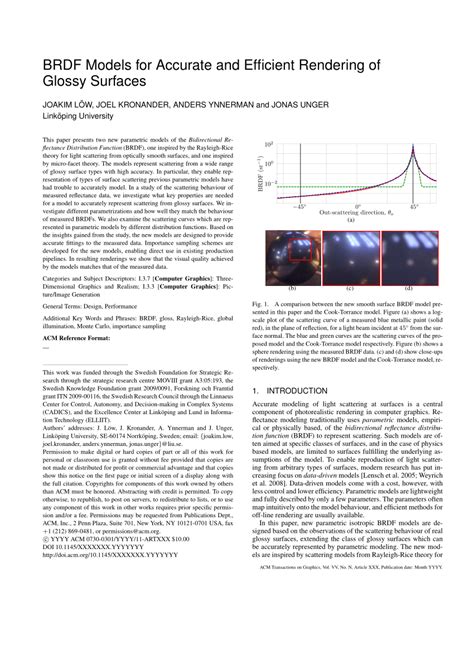 pdf brdf models for accurate and efficient rendering of glossy surfaces