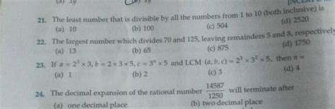 21 The Least Number That Is Divisible By All The Numbers From 1 To 10 B