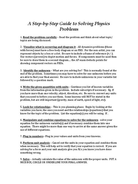 Solving Physics Problems Pdf Euclidean Vector Force