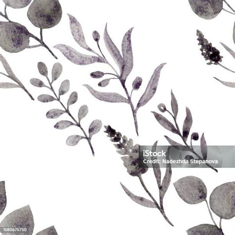 손으로 그린 수채화 질감 흰색 바탕에 식물의 요소와 수채화 완벽 한 패턴입니다 벽지 직물 직물 포장지 배경 귀여운 디자인 0명에 대한 스톡 벡터 아트 및 기타 이미지