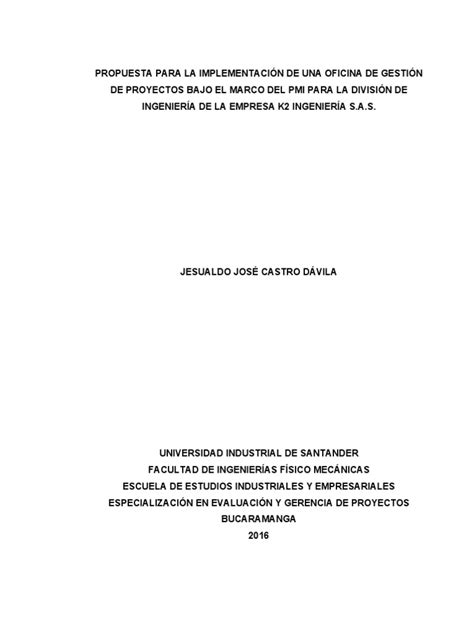 ImplementaciÓn Del Plan De Gerencia De Proyectos Intalaciones Pdf