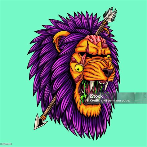 Lion Head Zombie Vector Illustration Stock Illustration Download