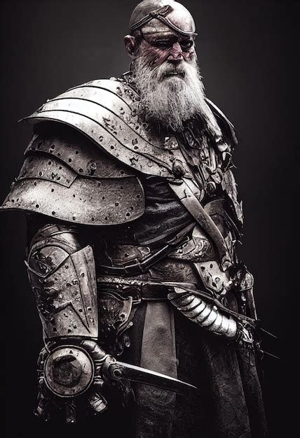 Portrait Of An Ancient Warrior With A Beard And In Winter Clothing