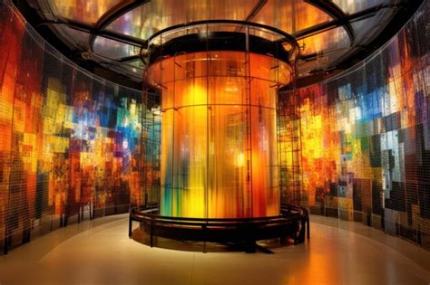 Premium Ai Image Particle Detector Chamber With Colorful Visualizations Created With Generative Ai