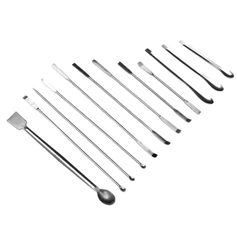12 Espátulas De Aço Inox Colher Ferramentas Laboratório Shopee Brasil